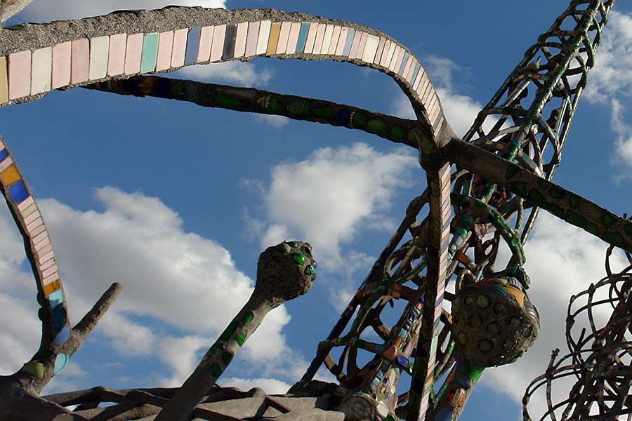 The Watts Towers as seen from the rear of the parcel of land in Watts ...